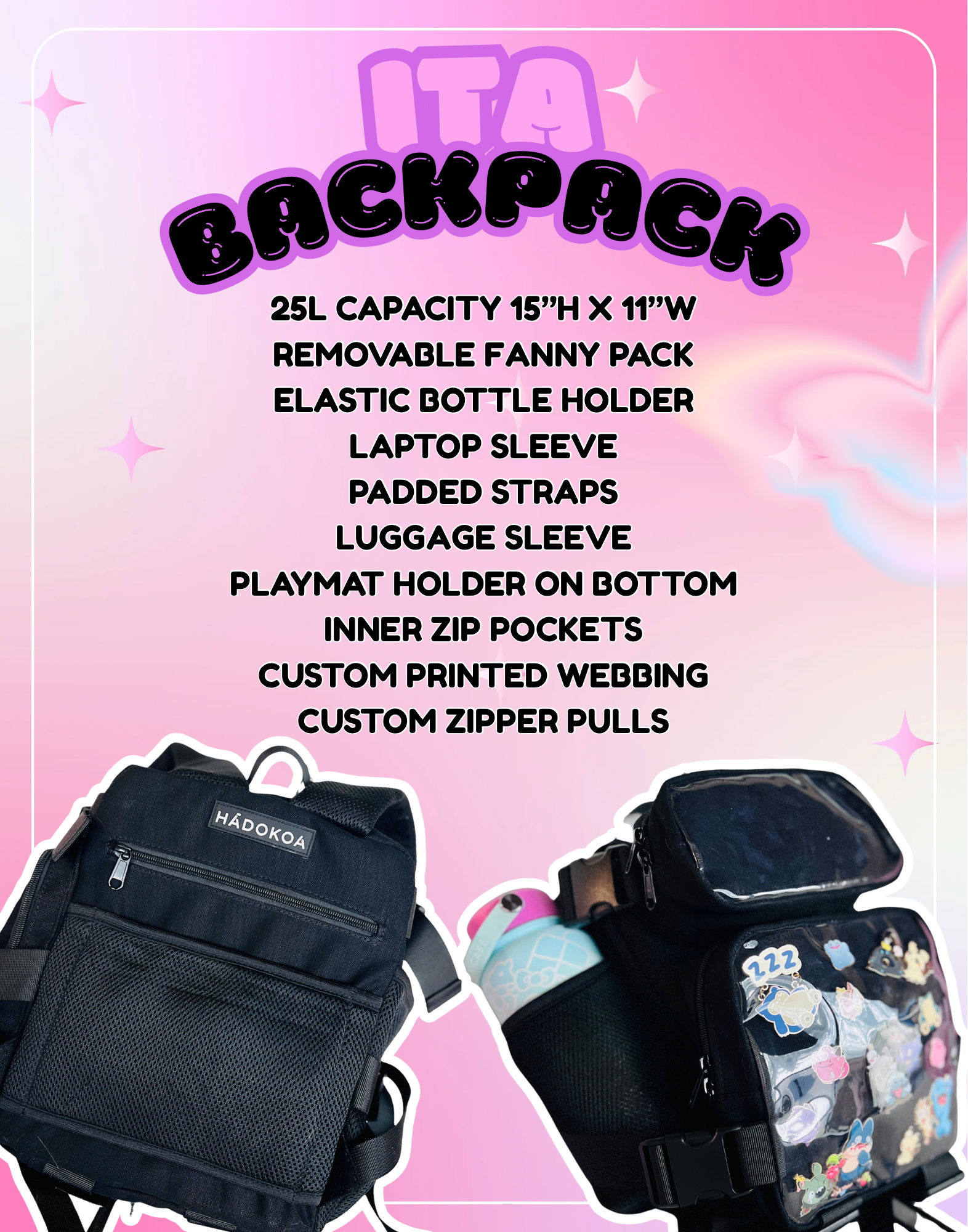 2-in-1 Ita Backpack *PREORDER* – Hādokoa Contrast